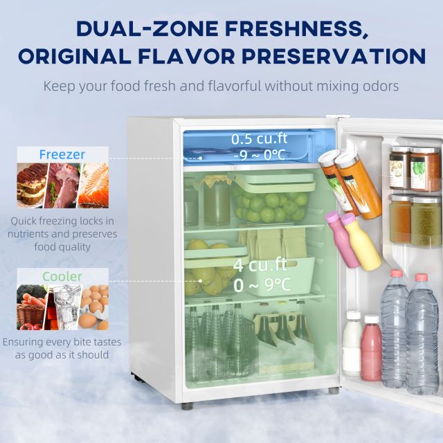 4.5 Cu.Ft Mini Fridge, Single Door Refrigerator with Freezer, Wheels ...