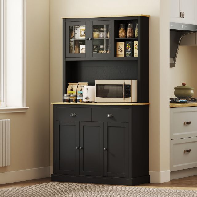 Freestanding Kitchen Cabinet, 71" Tall Pantry Cabinet, Modern Hutch ...